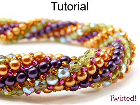 Beading Tutorial Pattern Bracelet Necklace Twisted Herringbone Stitch