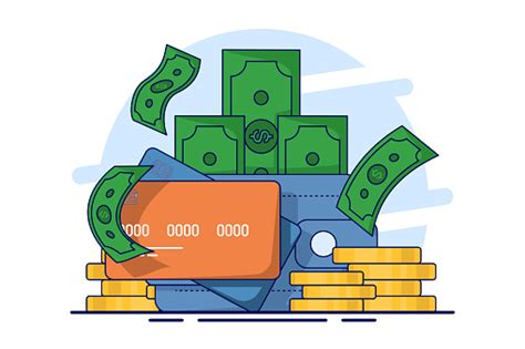 돈 지갑 개념입니다 동전 지갑 지불 카드 돈 아이콘 지갑으로 돈을 이체하고 지갑을 사용하고 랜딩 페이지 Ui 웹 앱 소개 카드