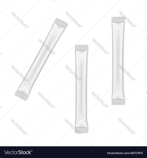 Sugar Stick Packets White Blank Individual Vector Image