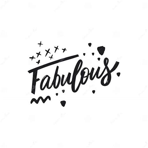 Fabulous Word Hand Drawn Lettering Isolated On White Background Black