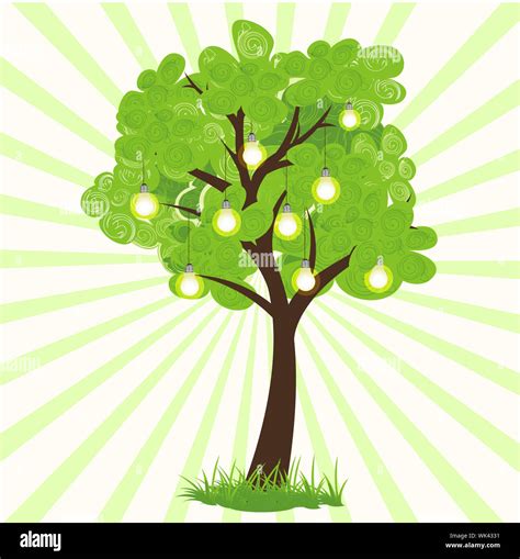 Illustration Of Bulb Growing On Tree Stock Photo Alamy