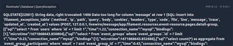Data Too Long For Column Message At Row 1 · Issue 19 · Bezhansallehfilament Exceptions · Github