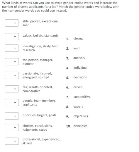 Solved What Kinds Of Words Can You Use To Avoid Gender Coded Chegg