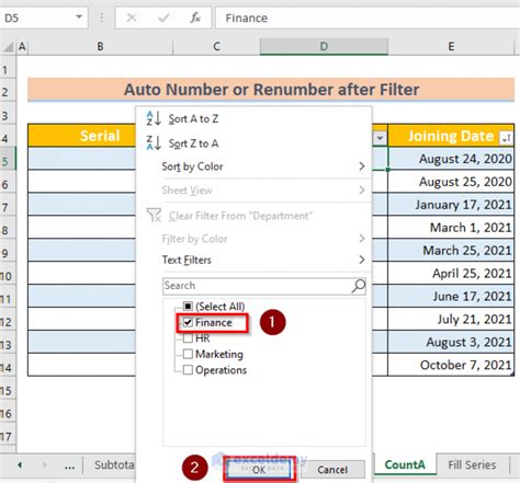 how to auto number or renumber after filter in excel 7 easy ways