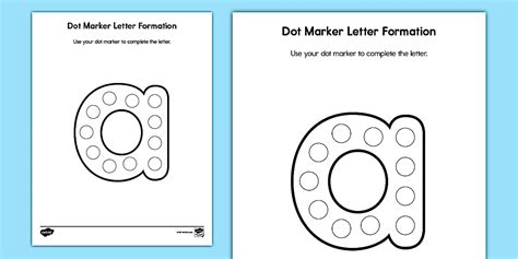 Lowercase Letter A Dot Marker Letter Formation Worksheet