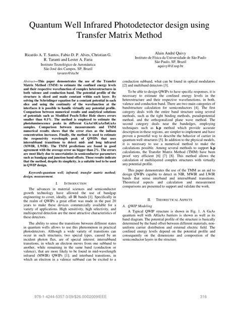 Pdf Quantum Well Infrared Photodetector Design Using Transfer Matrix