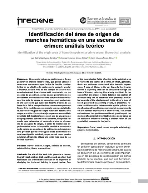 Pdf Identification Of The Origin Area Of Hematic Spots On A Crime