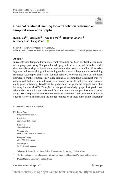 One Shot Relational Learning For Extrapolation Reasoning On Temporal Knowledge Graphs Request Pdf