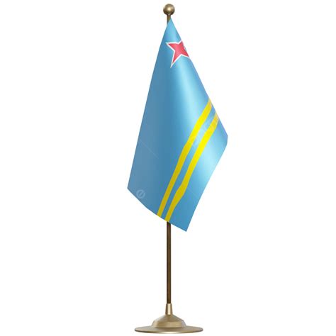 阿鲁巴岛旗杆 阿魯巴國旗柱 阿鲁巴国旗 阿魯巴國旗帶桿 阿魯巴國旗帶金屬支架透明素材圖案PSD和PNG圖片免費下載