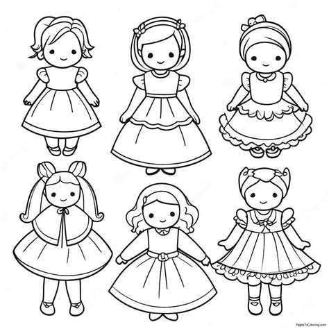 Cute Paper Dolls Coloring Page 6102 5039