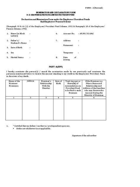 Form 2 Revised Nomination And Declaration Pdf