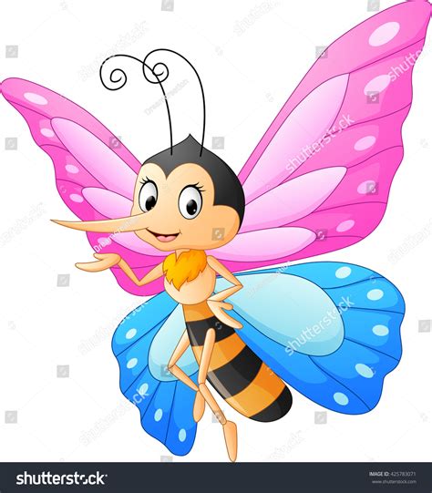 Cute Butterfly Cartoon Presenting Stock Illustration 425783071