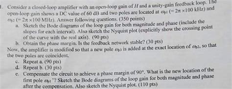 Solved Consider A Closed Loop Amplifier With An Open Loop Chegg