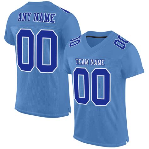 Light Blue White Mesh Authentic Football Jersey Custom Team Apparel