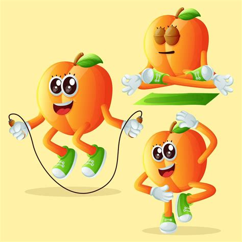 Cute Apricot Characters Exercising 23642995 Vector Art At Vecteezy
