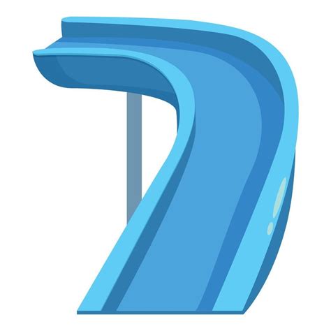 Blue Curved Plastic Water Slide Standing On White Background Water