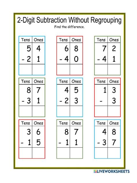 Subtraction Without Regrouping Pdf