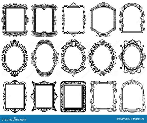Round Oval Rectangular Vintage Victorian Baroque Vector Frames Stock Vector Illustration Of