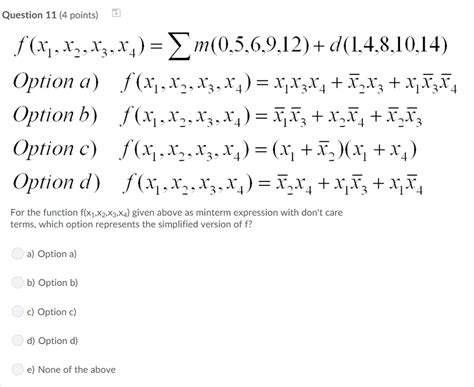 solved question 11 4 points 134 for the function