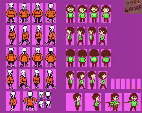 Underswap Papyrus And Chara Sprite Sheet By Thekirogamer On Deviantart