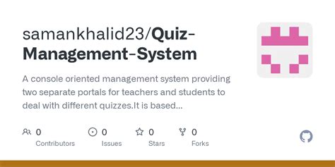 GitHub Samankhalid23 Quiz Management System A Console Oriented Management System Providing