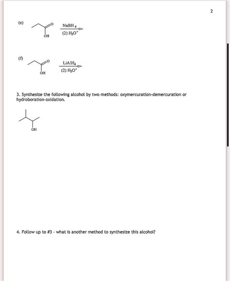 E Onabh4 → 2 H3o Oh F Olialh4 → 2 H3o Oh 3 Synthesize The Following Alcohol By Two