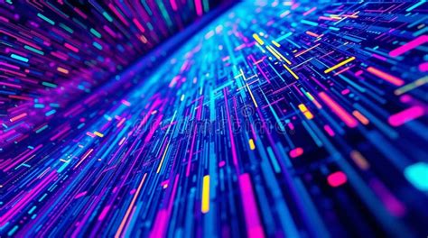 Futuristic Data Stream Flowing Through Cyberspace With Bright Neon Lights Stock Illustration