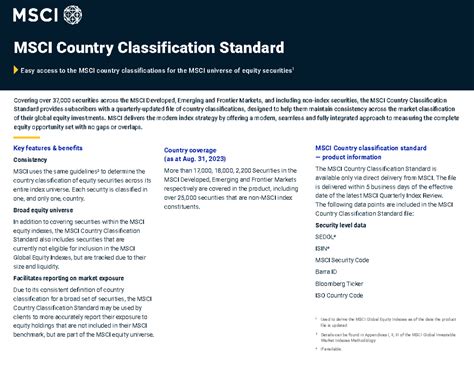 Msci Country Classification Standard Overview And Key Features Studocu