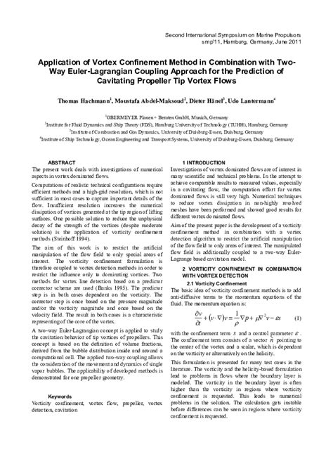 Pdf Application Of Vortex Confinement Method In Combination With Two Way Euler Lagrangian
