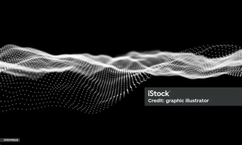 흰색 입자가 배경을 흔들수 있습니다 추상 동적 메시 빅 데이터 기술 벡터 그리드 그림입니다 파도에 대한 스톡 벡터 아트 및 기타 이미지 Istock