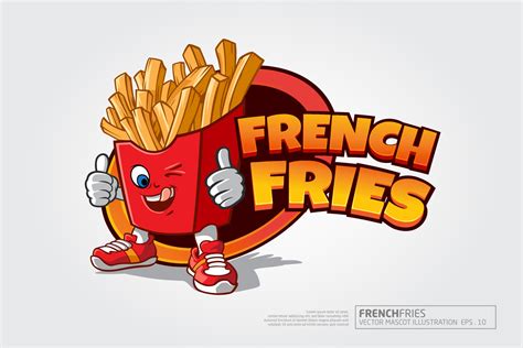 French Fries Vector Logo Cartoon Illustration Of Potato For Your