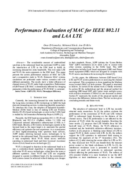 Pdf Performance Evaluation Of Mac For Ieee 802 11 And Laa Lte Mohamed Khedr