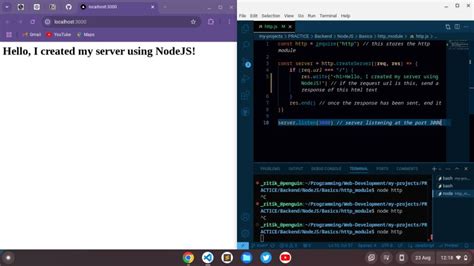 ritik mahapatra on linkedin created my first nodejs server