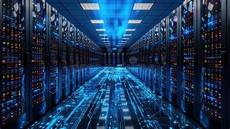 Digital Data Storage A Room With Servers For Storing And Processing