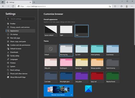 Change Edge Browser Themes Background And Appearance