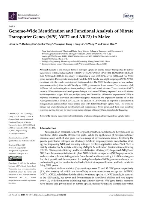 Pdf Genome Wide Identification And Functional Analysis Of Nitrate