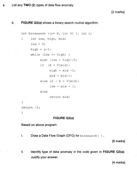 solved a list any two 2 types of data flow anomaly b