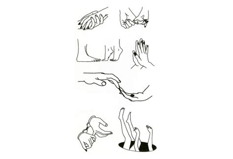 Couples Touching Body Parts Hands And Feet Waterproof Temporary Tattoos