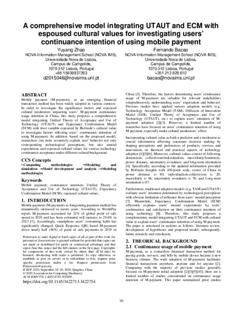 Pdf A Comprehensive Model Integrating Utaut And Ecm With Espoused Cultural Values For