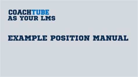 Example Position Manual By Coaches Edge Coachtube