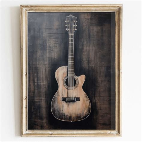 Vintage Guitar Art Etsy