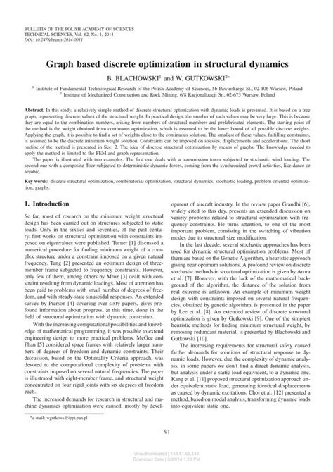 Pdf Graph Based Discrete Optimization In Structural Dynamics