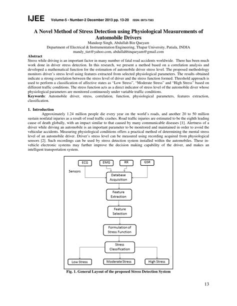Pdf A Novel Method Of Stress Detection Using Physiological Measurements Of Automobile Drivers