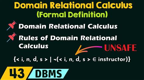 Domain Relational Calculus Formal Definition Youtube