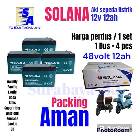 Jual Aki Sepeda Listrik V Ah Solana V Ah Baterai Sepeda Listrik Ah Solana Set Solana