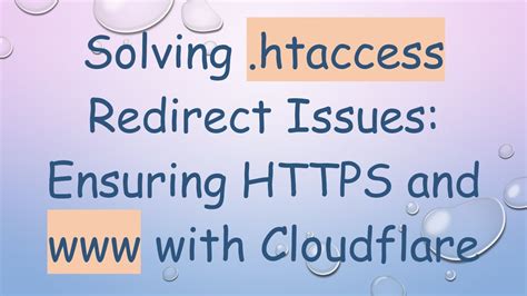 Solving Htaccess Redirect Issues Ensuring And With Cloudflare Youtube