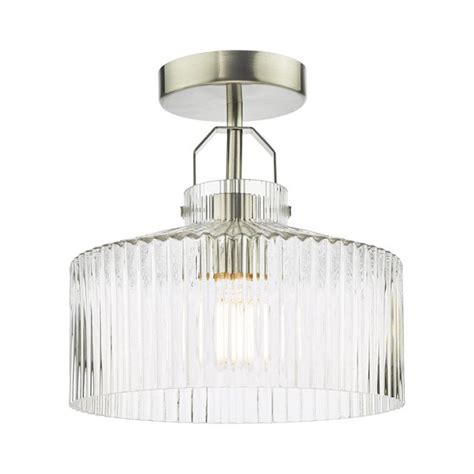 Dar Lenka Semi Flush Ceiling Light Satin Nickel