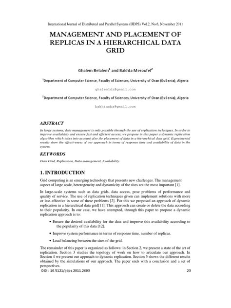 Management And Placement Of Replicas In A Hierarchical Data Grid Pdf
