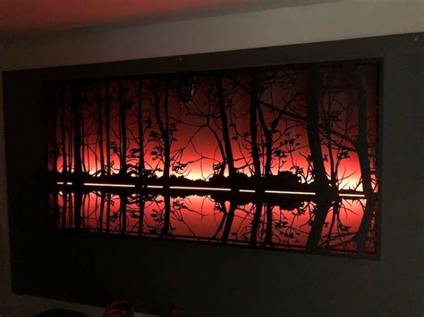 Light Wall Art Decor Sunset View Lake 3d Led Light Remote Etsy