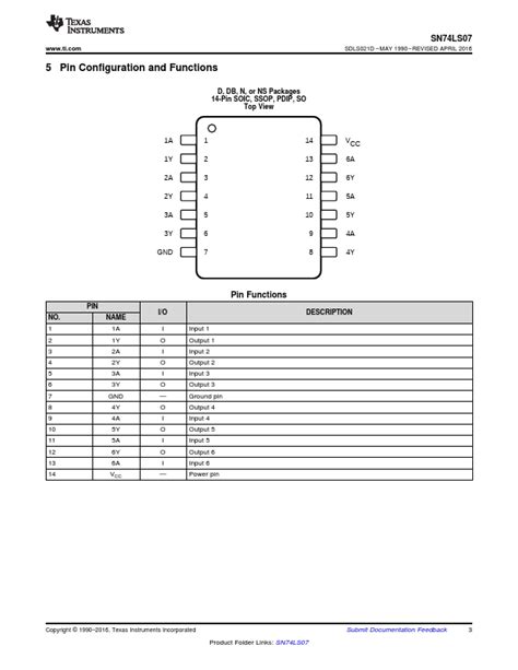 Sn74ls07 Datasheet Pdf Hex Buffers And Drivers Download Texas